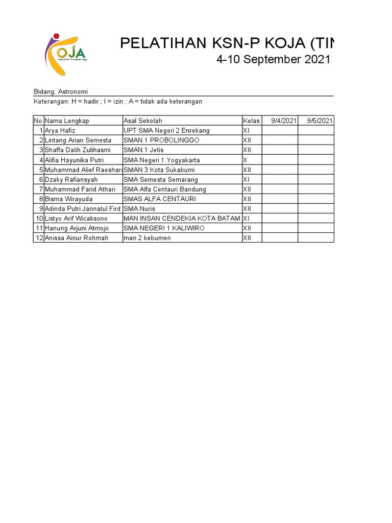 (Astronomi) Pelatihan KSN-P KOJA Batch I | PDF