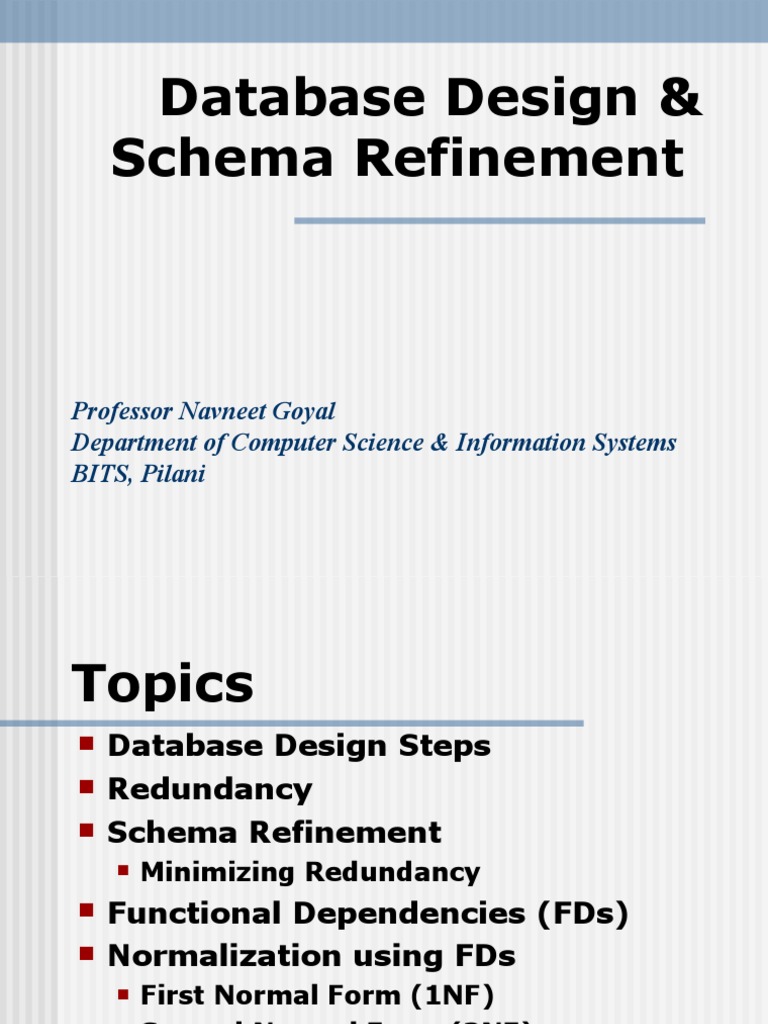 Database Design & Schema Refinement | PDF | Information Technology Management | Information ...