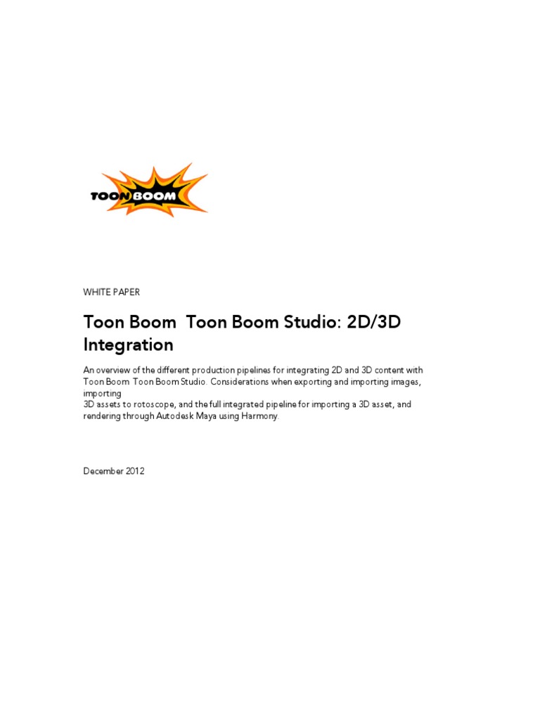 Toon Boom Toon Boom Studio: 2D/3D Integration | PDF | 3 D Computer Graphics | Rendering ...