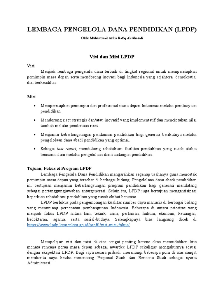 Panduan Beasiswa LPDP 2019 dan Programnya | PDF