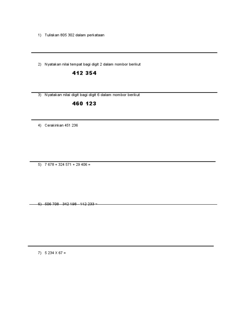 Latihan Matematik Tahun 5 | PDF