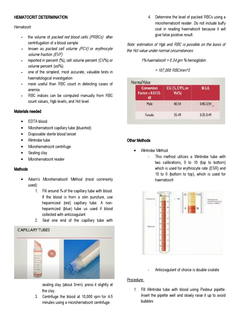 5TH Week Hematocrit Determination | PDF | Red Blood Cell | Staining