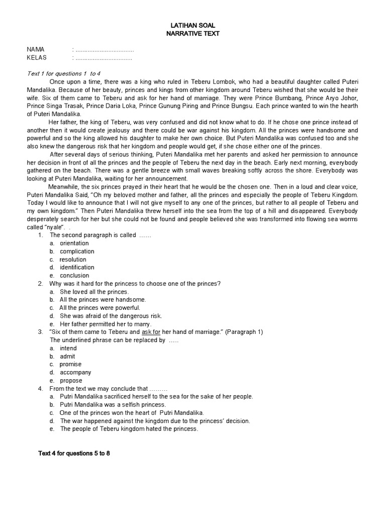 Latihan Soal Narrative Text | PDF | Cinderella