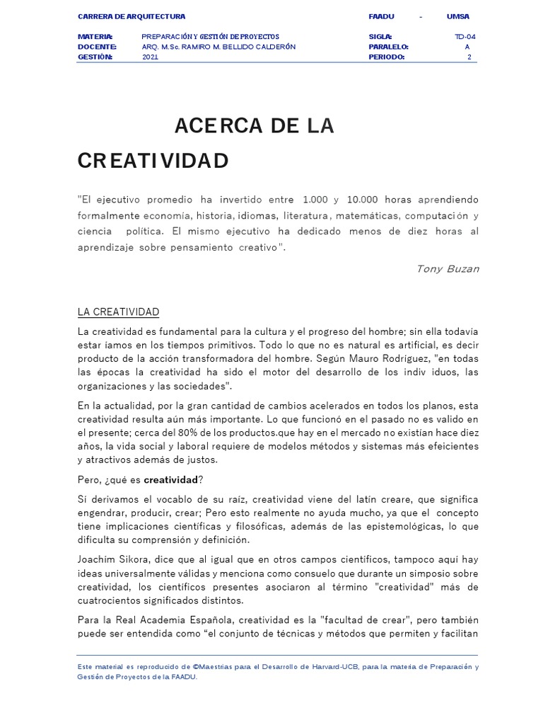 Creatividad - El Proceso Creativo | PDF | Creatividad | Inteligencia