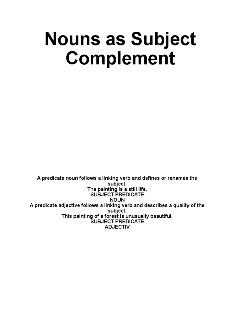 Eng7 Subject Complement | PDF | Verb | Noun