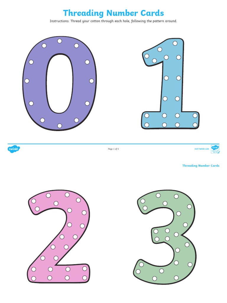 Fine Motor Skills Threading Number Cards | PDF