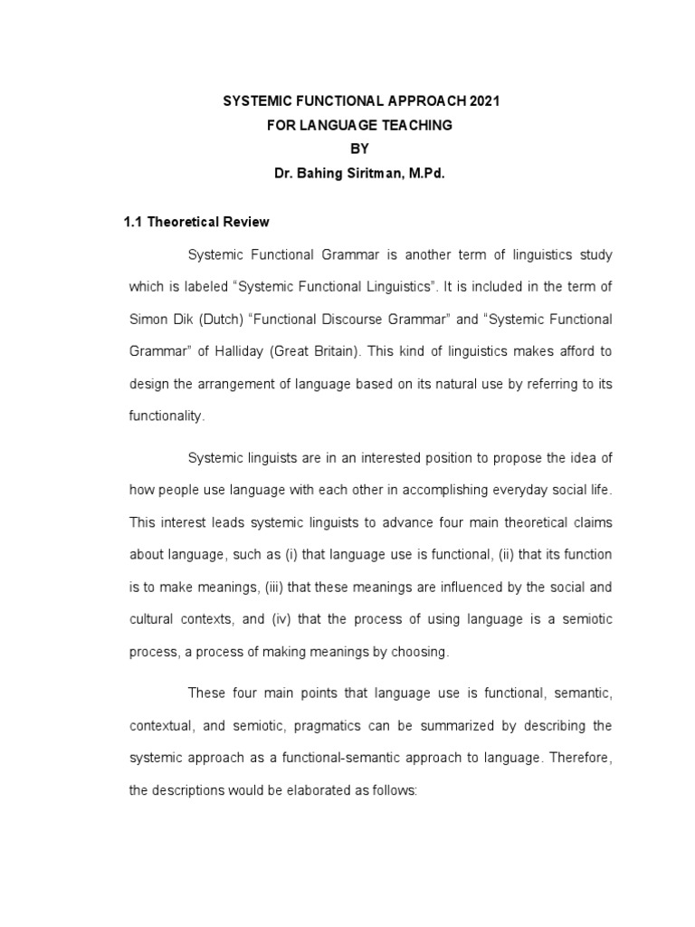 Systemic Functional Approach 2021 | PDF | Linguistics ...
