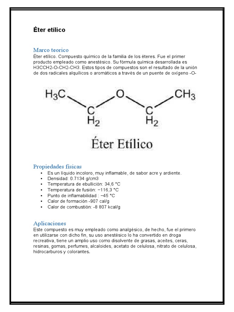 Éter Etílico | PDF | Alcohol | Éter