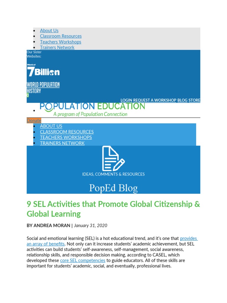 Poped Blog: 9 Sel Activities That Promote Global Citizenship & Global ...