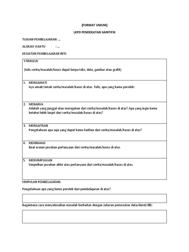 Format Umum - LKPD Saintifik | PDF | Karier & Perkembangan