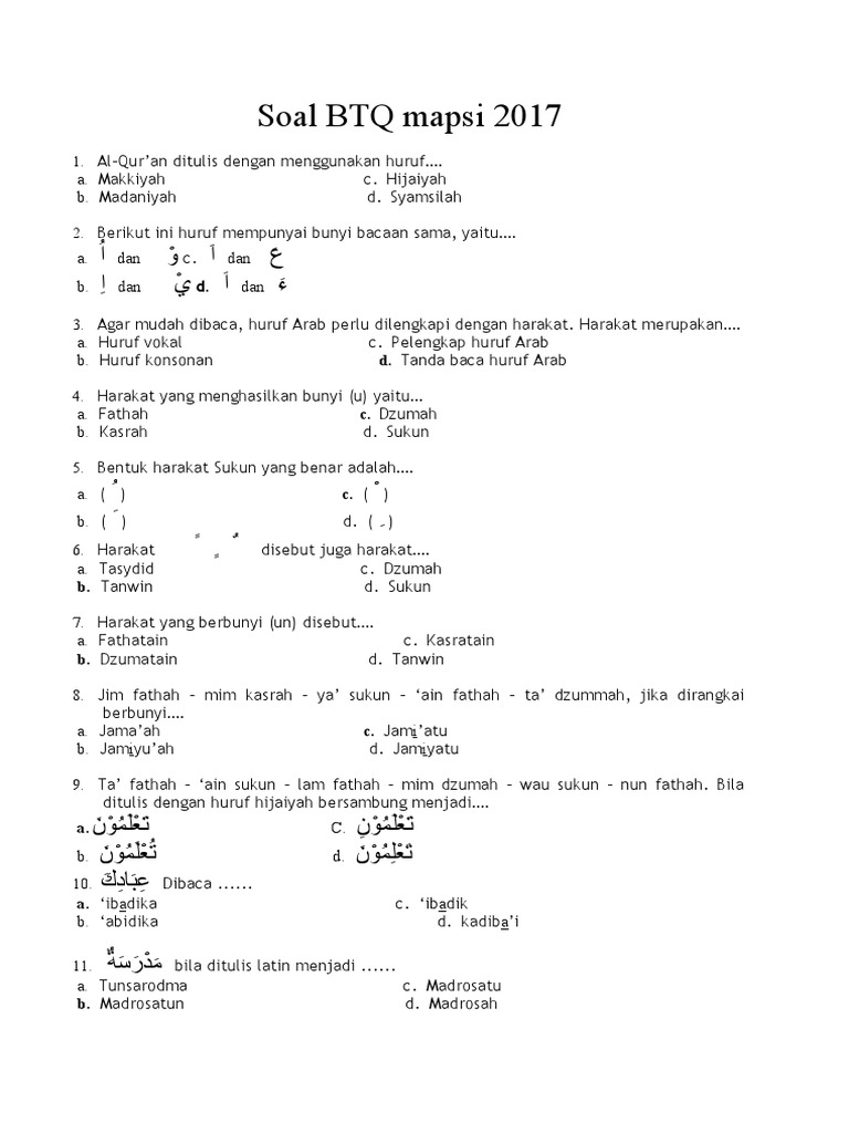 Soal BTQ Mapsi 2017 | PDF