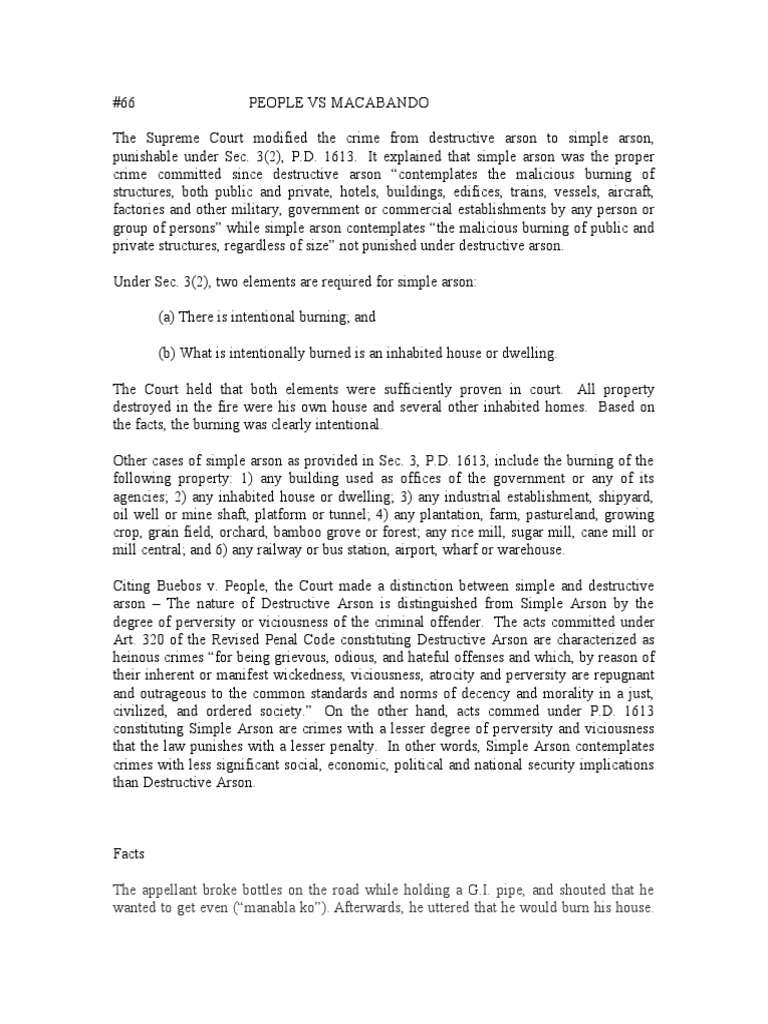 Case Digests Arson-Human Trafficking | PDF | Fraud | Crime & Violence