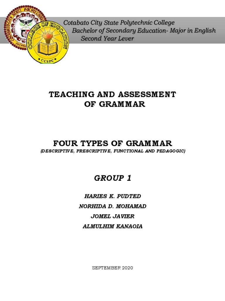 4 Types of Grammar G 1 PRESENATION | PDF | Grammar | Pedagogy