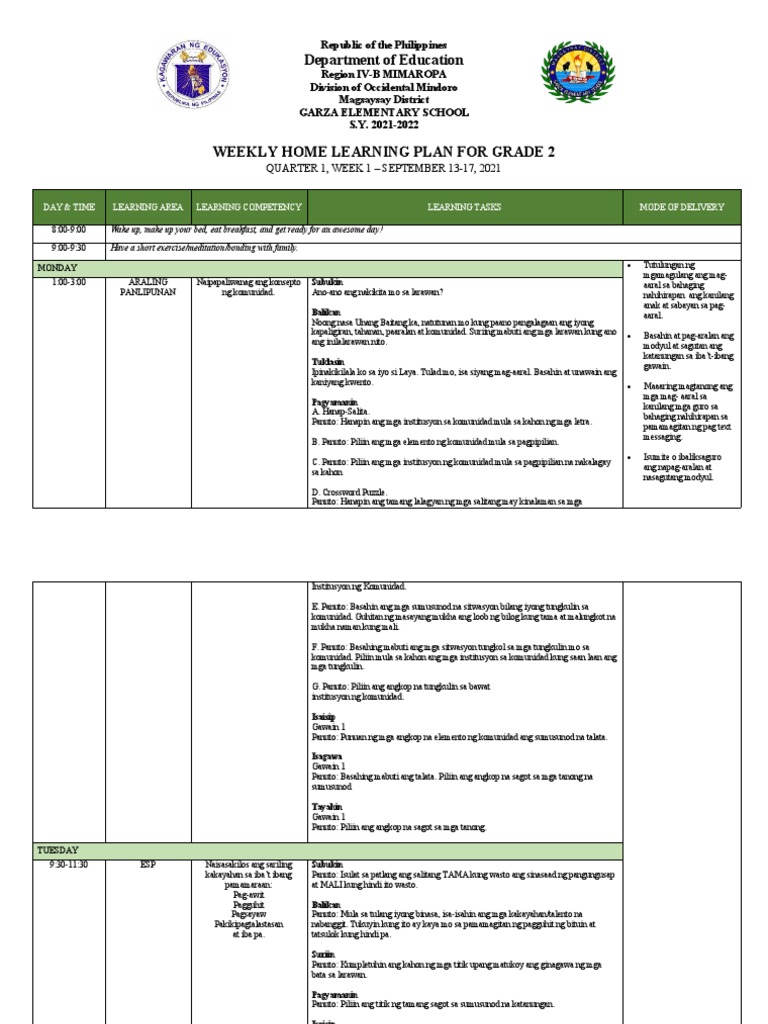 Whlpweek 1 Grade 2 | PDF