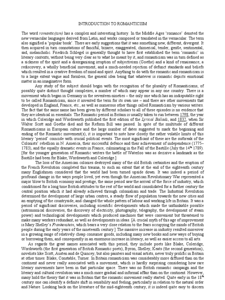 Introduction to Romanticism and William Blake | PDF | William Blake ...