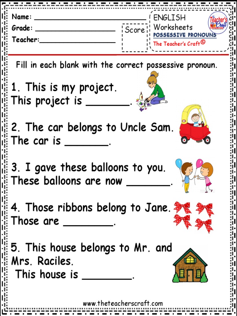 Worksheet Possessive Pronoun-Pages-1-4 | PDF