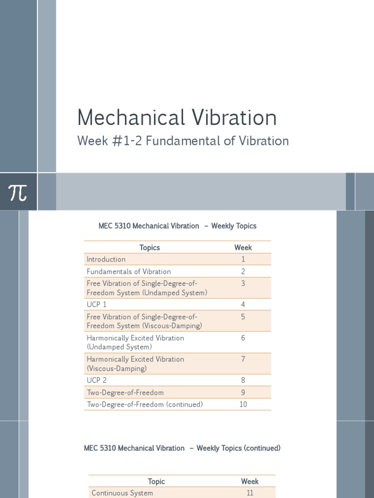 Mechanical Vibration Week#1 - Elearning Version | PDF | Elasticity ...
