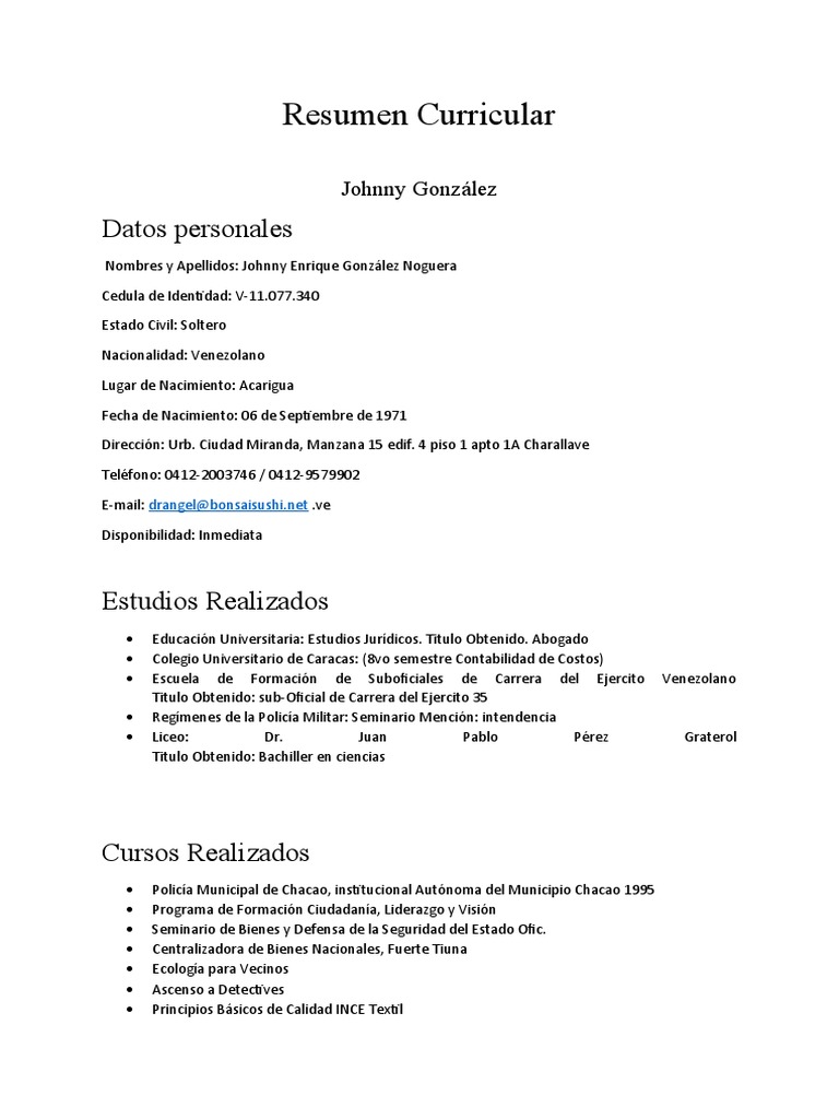 Curriculum Johnny | PDF | Policía | Seguridad nacional