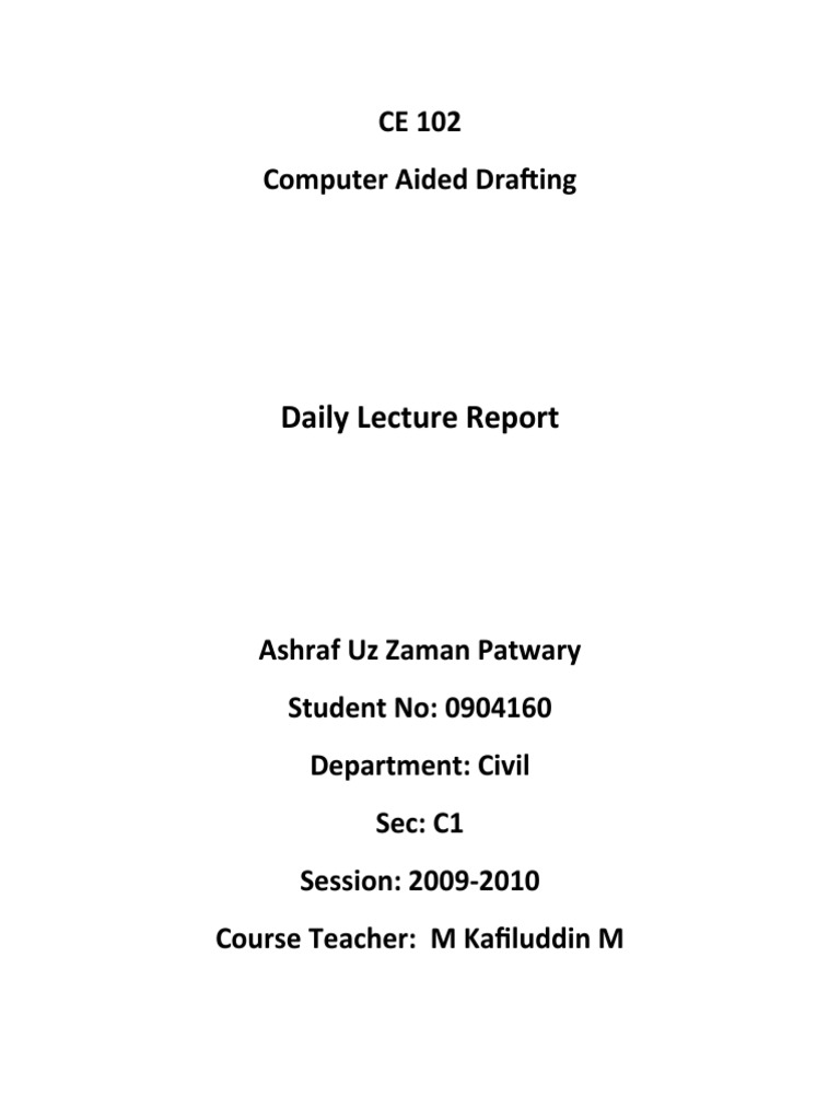 Taha Mahmmod's CAD Lecture Report | PDF