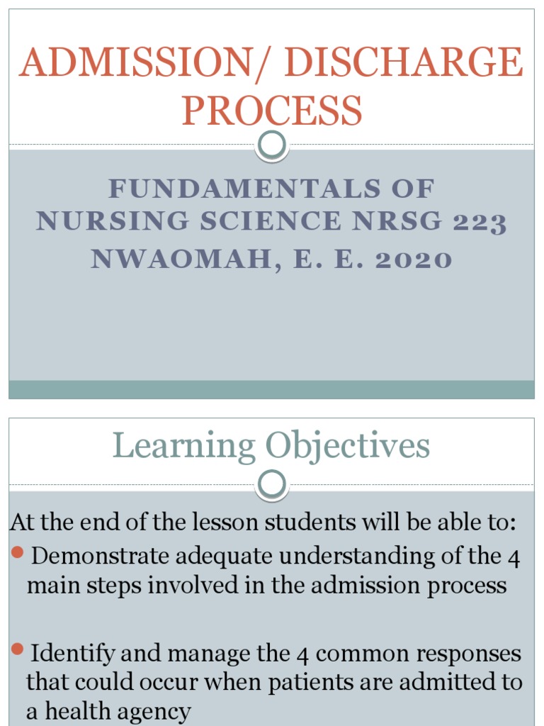 Admission and Discharge Process | PDF | Patient | Nursing