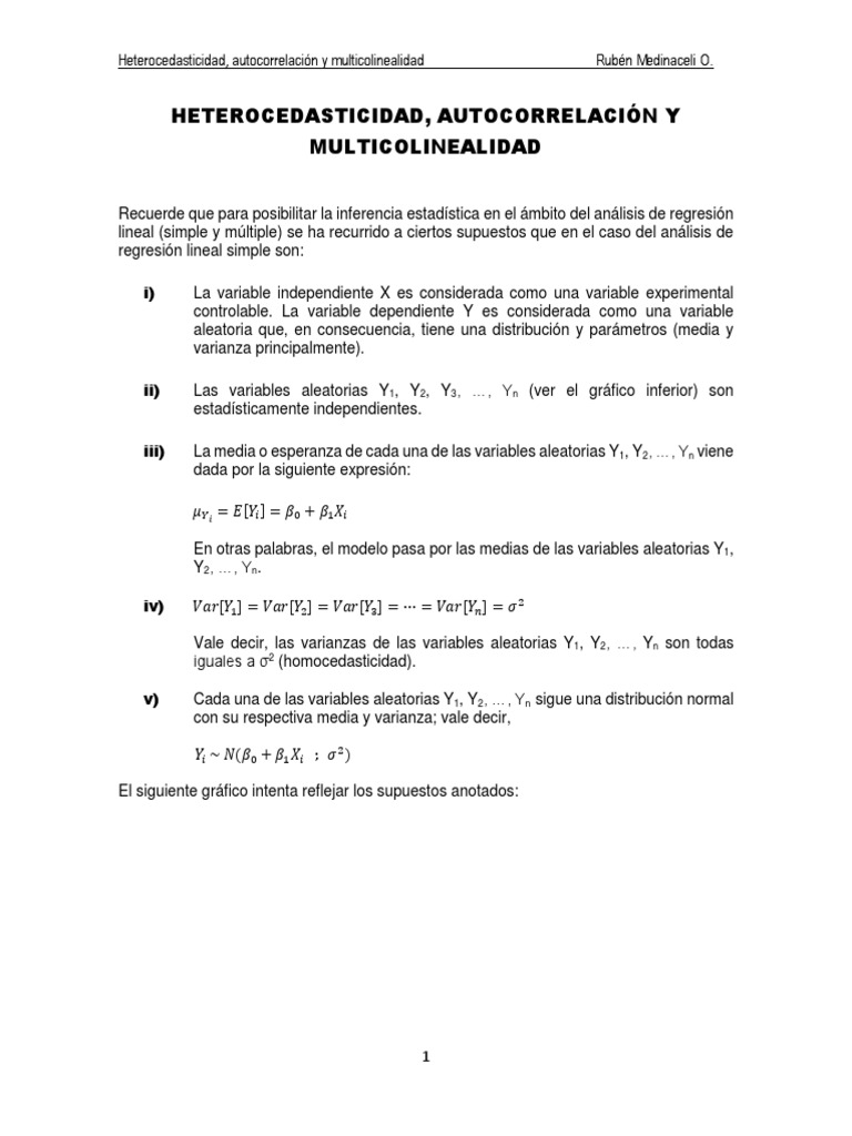 Tema 6 Heterocedasticidad Multicolinealidad y Autocorrelación | PDF | Análisis de regresión ...