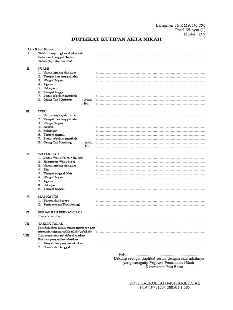 Duplikat Kutipan Akta Nikah | PDF