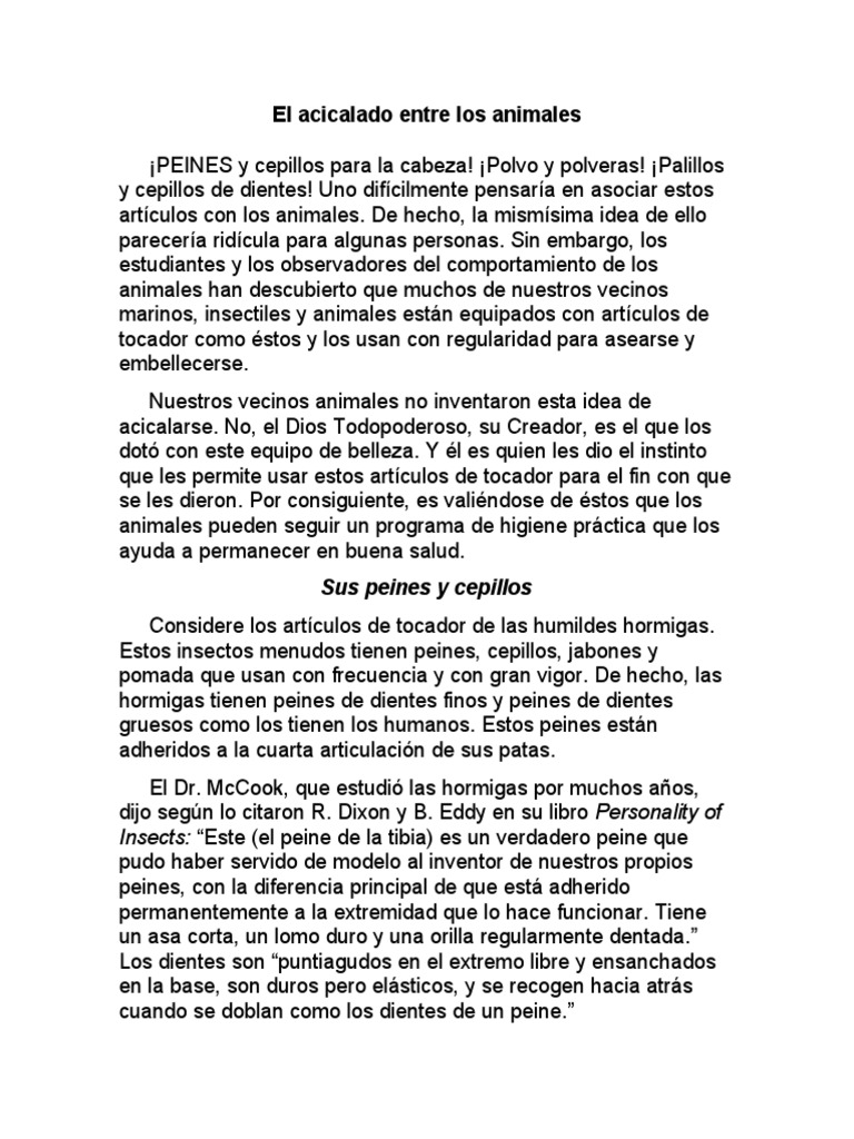 El Acicalado Entre Los Animales | PDF | Boca | Aves