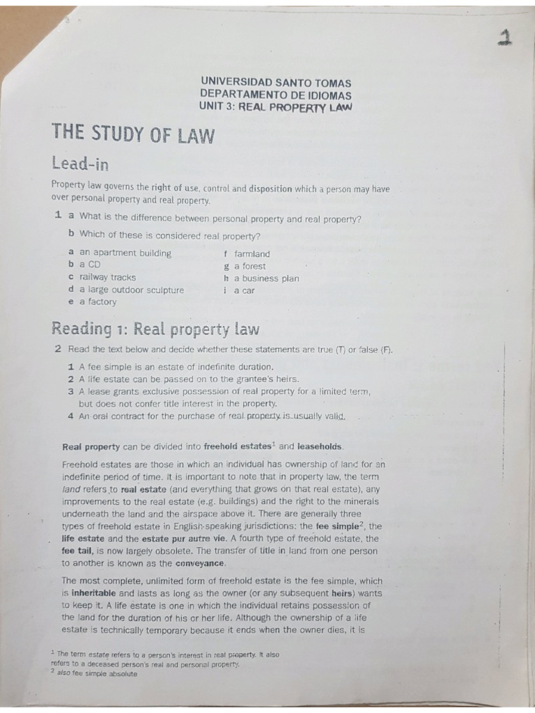 REAL PROPERTY LAW-reading | PDF