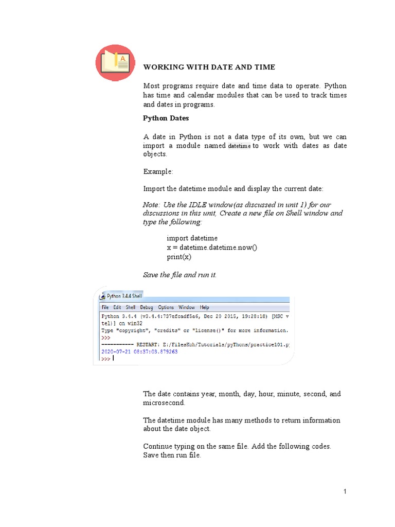 Datetime For Python Pdf Parameter Computer Programming Python Programming Language