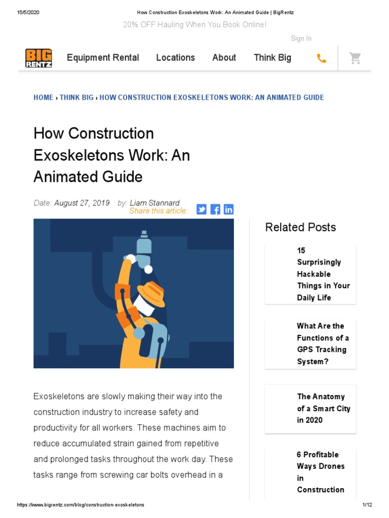 How Construction Exoskeletons Work - An Animated Guide - BigRentz | PDF