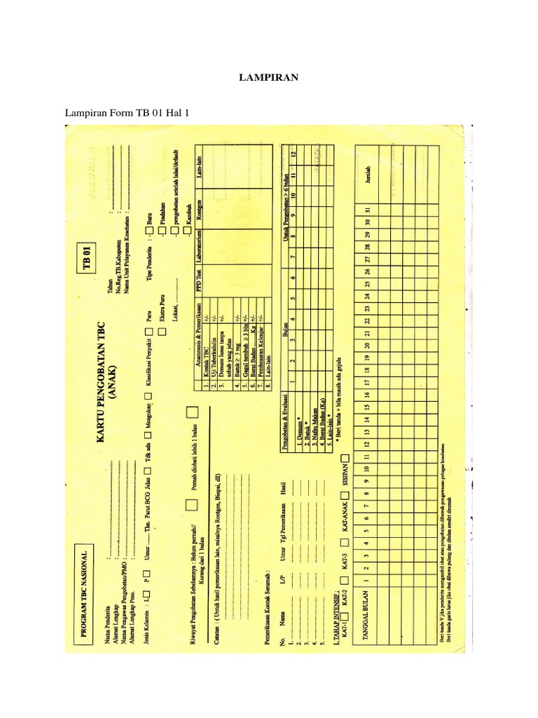 Lampiran Form TB 01 Hal 1 | PDF