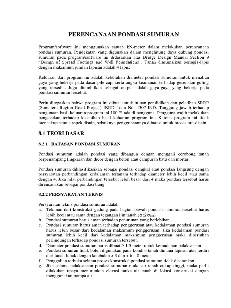 Perencanaan Pondasi Sumuran | PDF