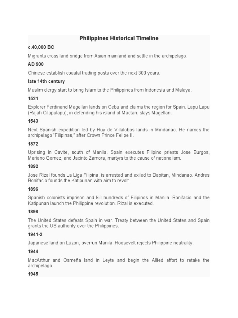 Philippines Historical Timeline | PDF | Philippines