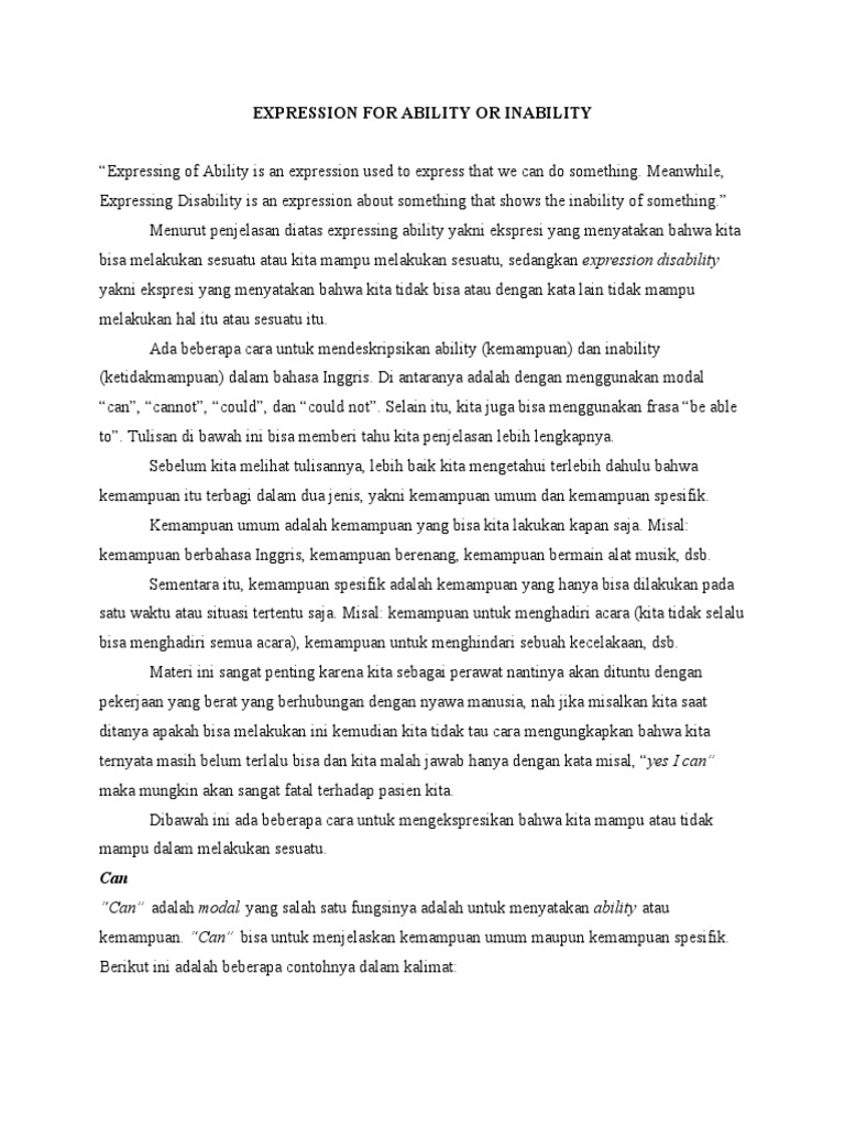 Expression For Ability or Inability | PDF