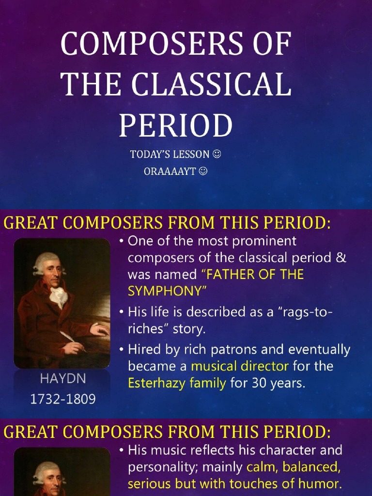 Composers of Classical Period Grade 9 Mapeh Music 2nd Quarter | PDF