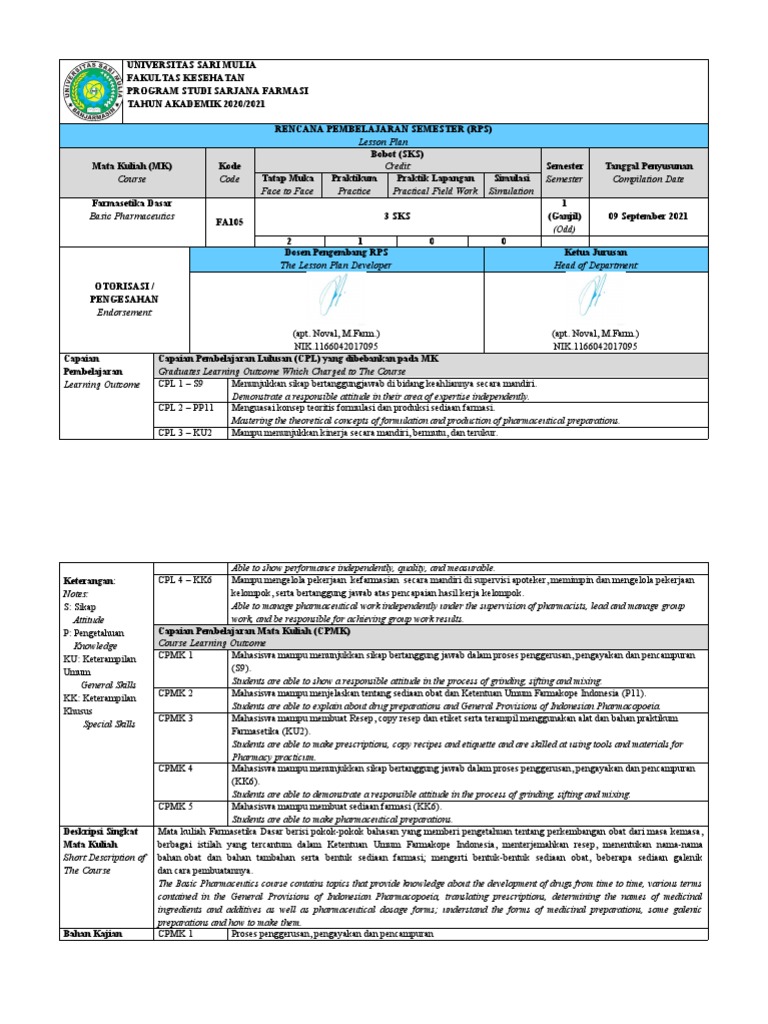 Template RPS Blended Learning | PDF | Multiple Choice | Test (Assessment)