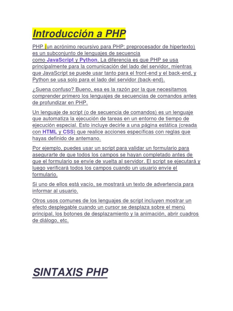 Introducción a Php Yojan Gael Alvarado Solano | PDF | Php | Lenguaje de ... Introducción a Php Yojan Gael Alvarado Solano | PDF | Php | Lenguaje de ...