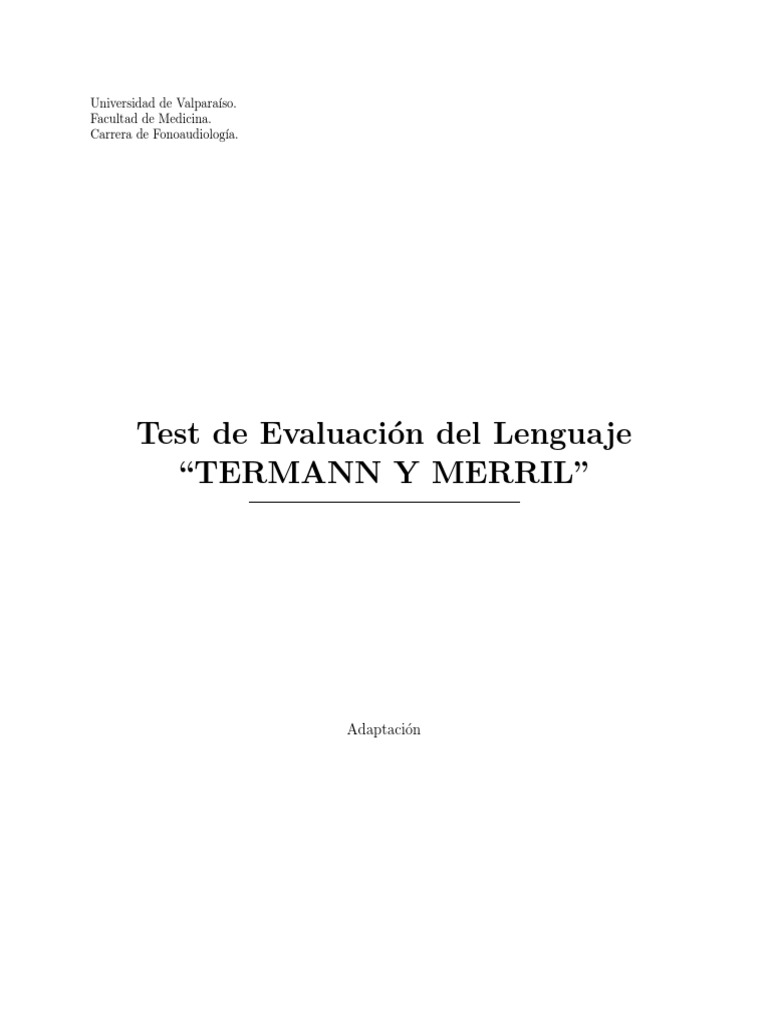 Test de Evaluacion Del Lenguaje Terman y Merril | PDF