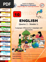 English 10 Quarter 2 Module 2 | PDF | Argument | Verb