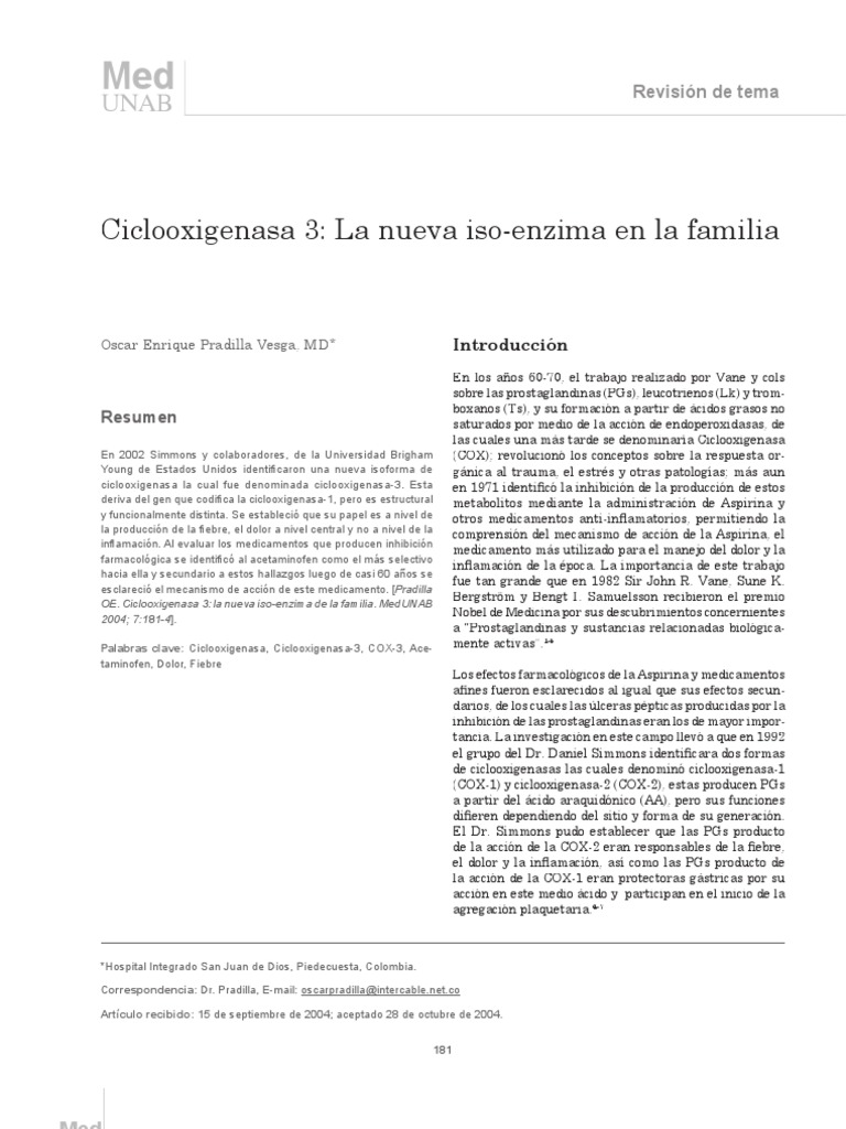 Cox 3 | PDF | Droga anti-inflamatoria libre de esteroides | Compuestos ...