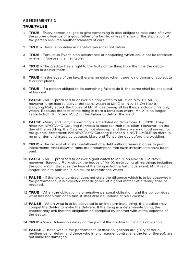 Assessment # 2 True/False | PDF | Legal Concepts | Business Law