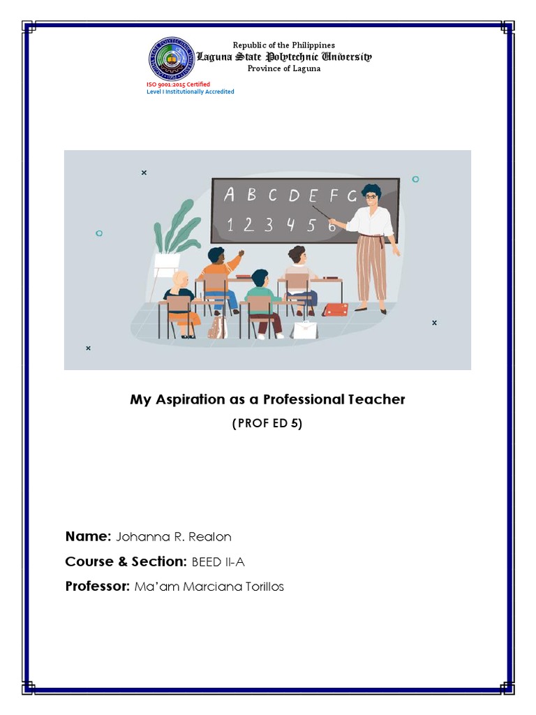 My Aspiration As A Professional Teacher - Johanna Realon (BEED II-A ...