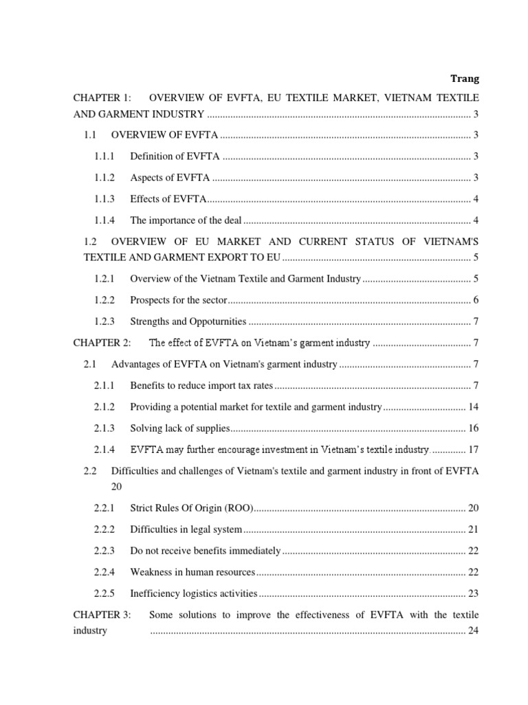 EVFTA's Effect on Vietnam Textile Industry-đã Chuyển Đổi | PDF | Clothing Industry | Vietnam