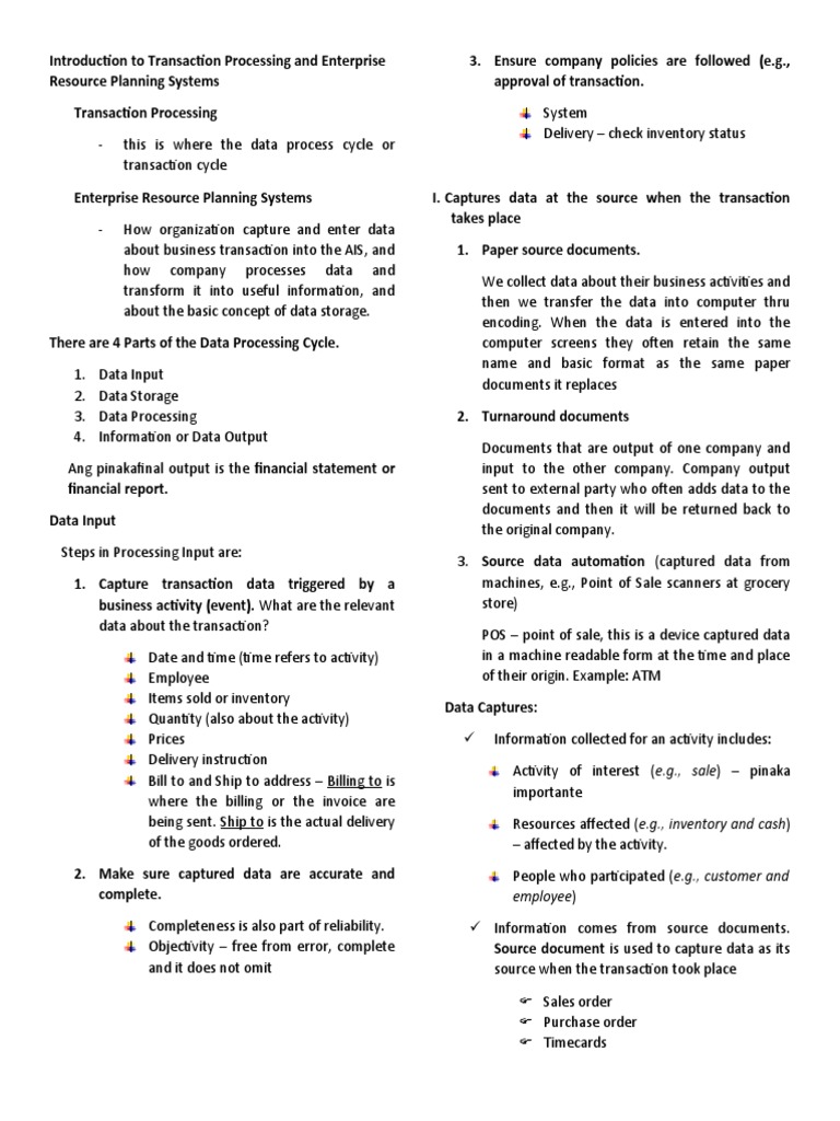 Introduction To Transaction Processing and Enterprise Resource Planning ...