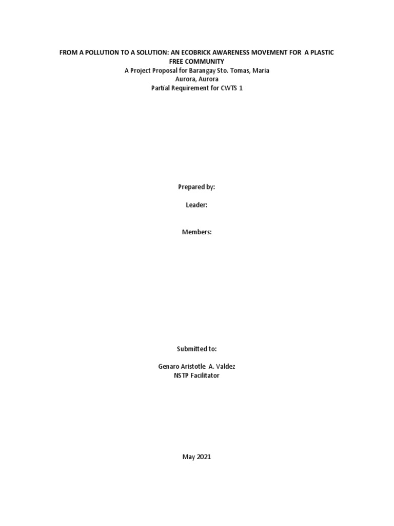 NSTP Project Proposal PDF | PDF | Recycling | Plastic NSTP Project Proposal PDF | PDF | Recycling | Plastic