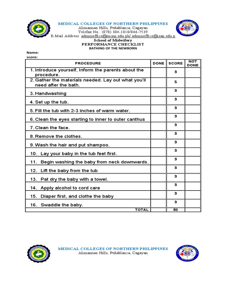 Baby Bath Checklist | PDF | Hygiene