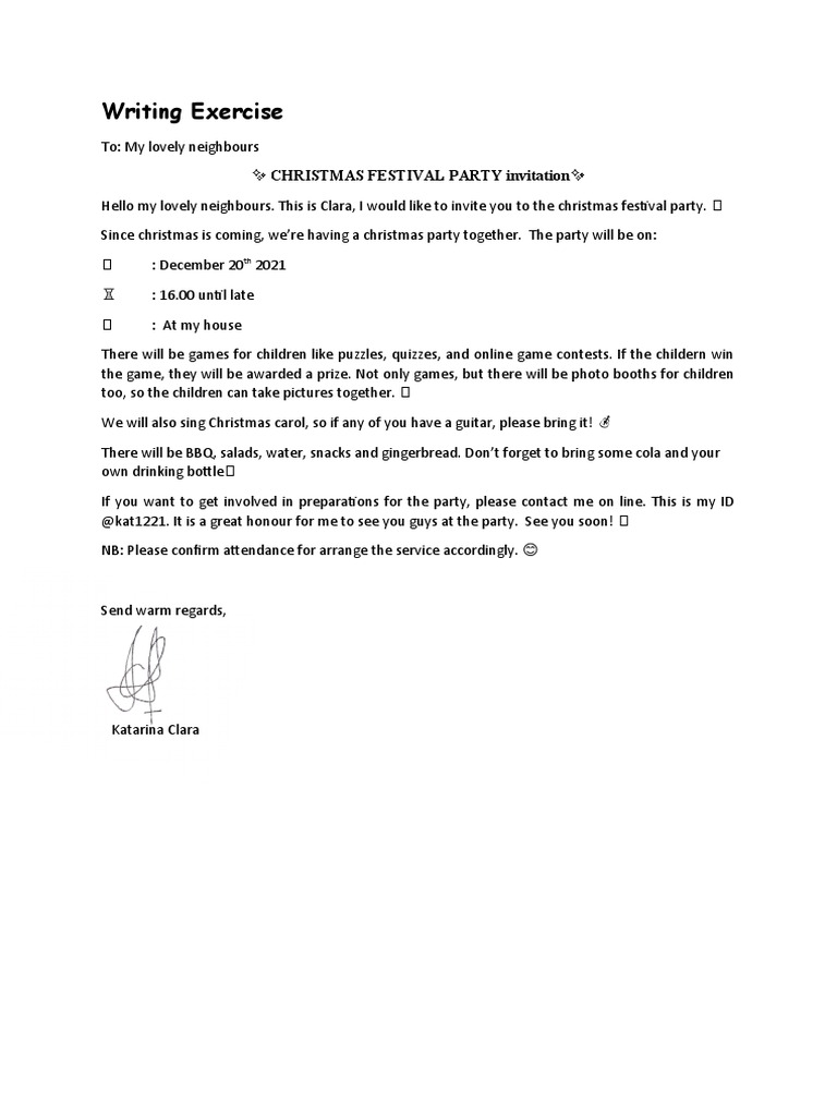 Invitation Exercise 2 - Writing | PDF