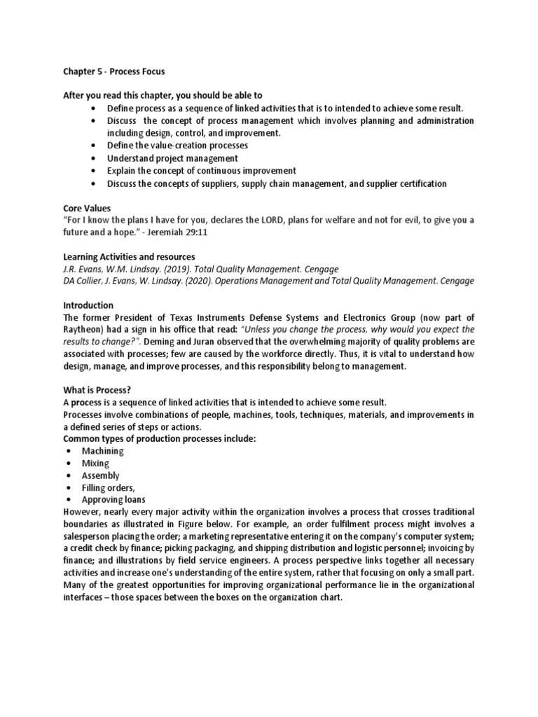 Chapter 5 - Process Focus | PDF | Business Process | Benchmarking