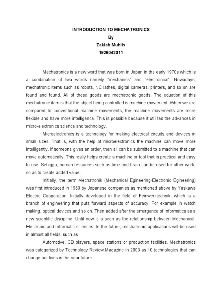 Introduction To Mechatronics | PDF | Mechatronics | Engineering