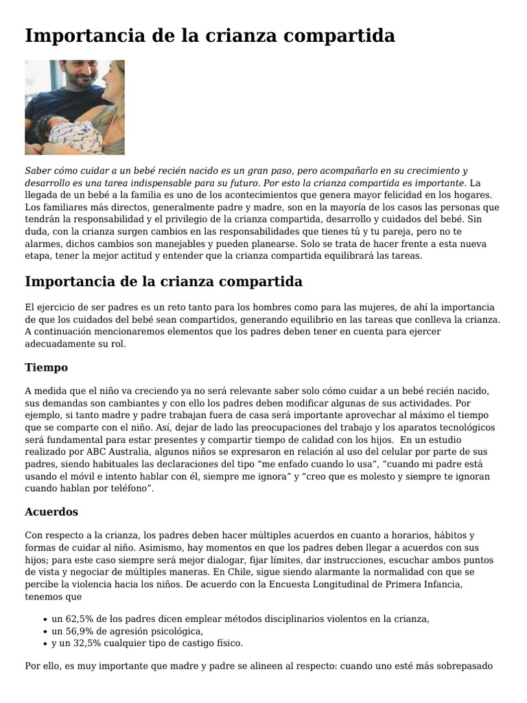 Importancia de La Crianza Compartida PDF | PDF | Violencia | Infantes